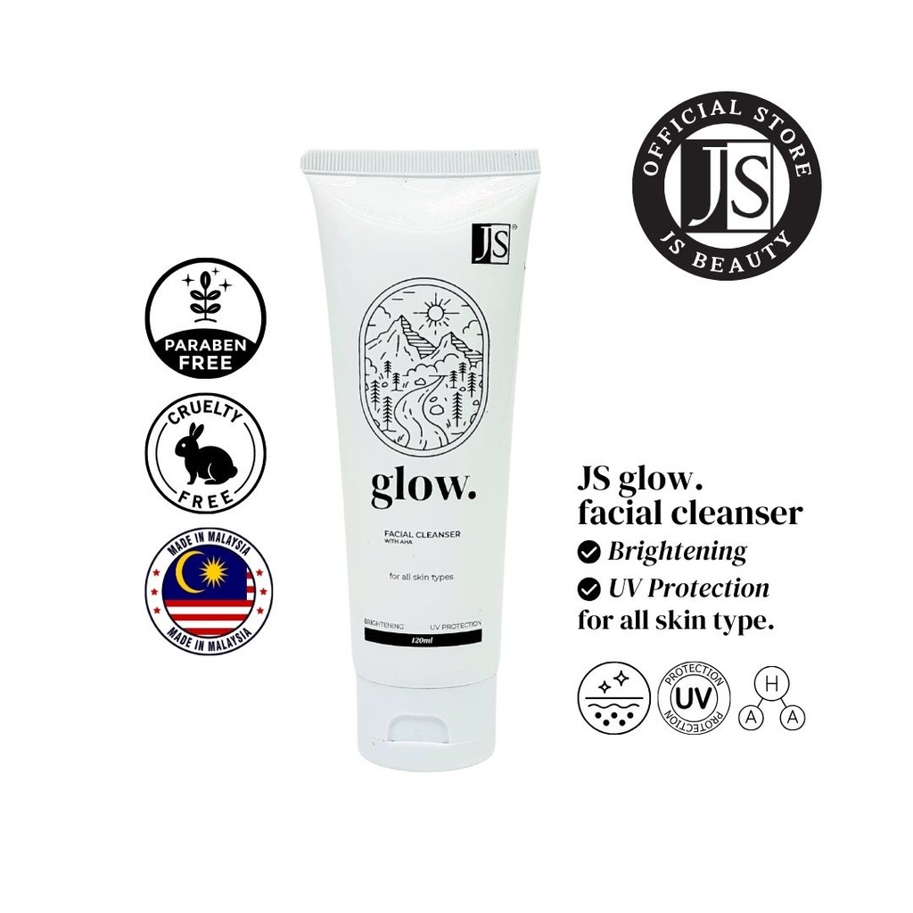 JS glow. Facial Cleanser with AHA for all skin types (Brightening & UV ...