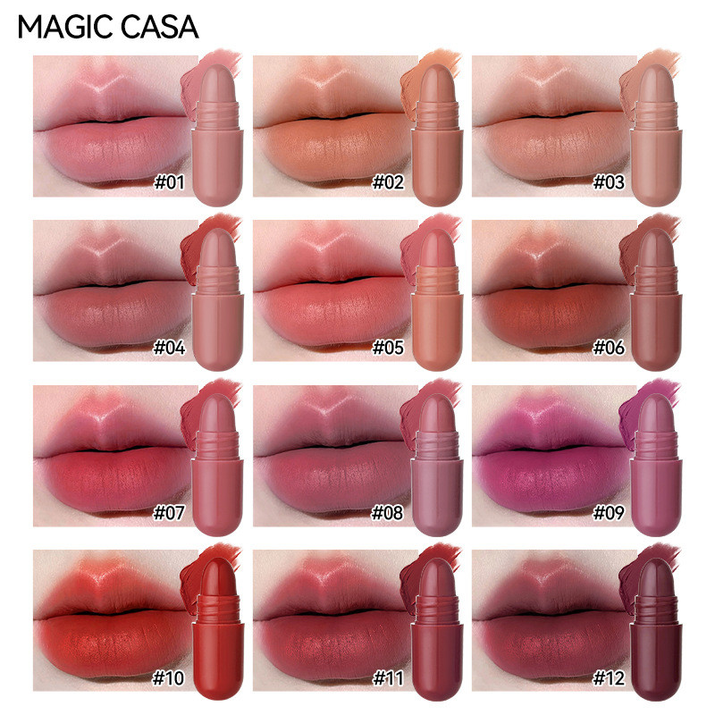 MAGIC CASA 12 Color Capsule Lipstick Set Mini Matte Long Lasting Non ...