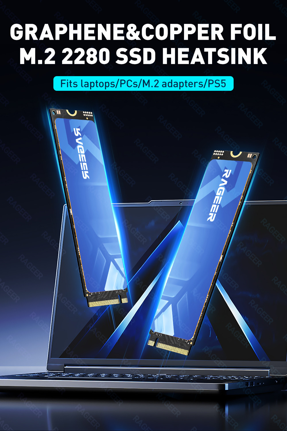RAGEER M.2 2280 SSD Graphene+Copper+Thermal Pad Triple-Layer 0.5mm High ...