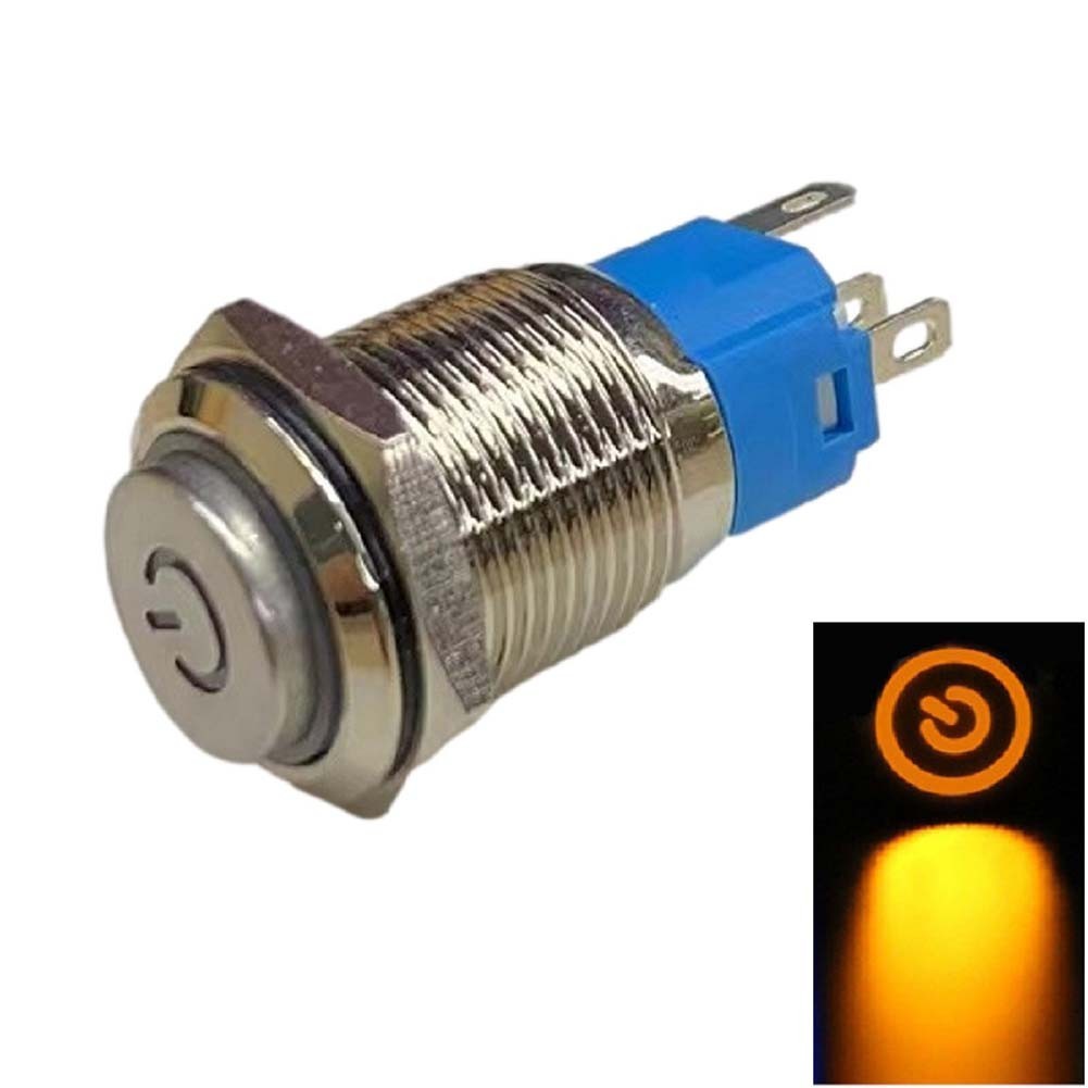 [HME] 16mm Metal Push Button Switch with Power LED 3-6V Latching Button ...