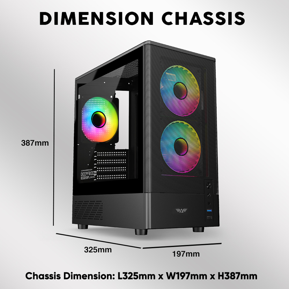 Armaggeddon Deepfreeze Duplex 2 Chroma MATX Gaming PC Case With Mesh ...