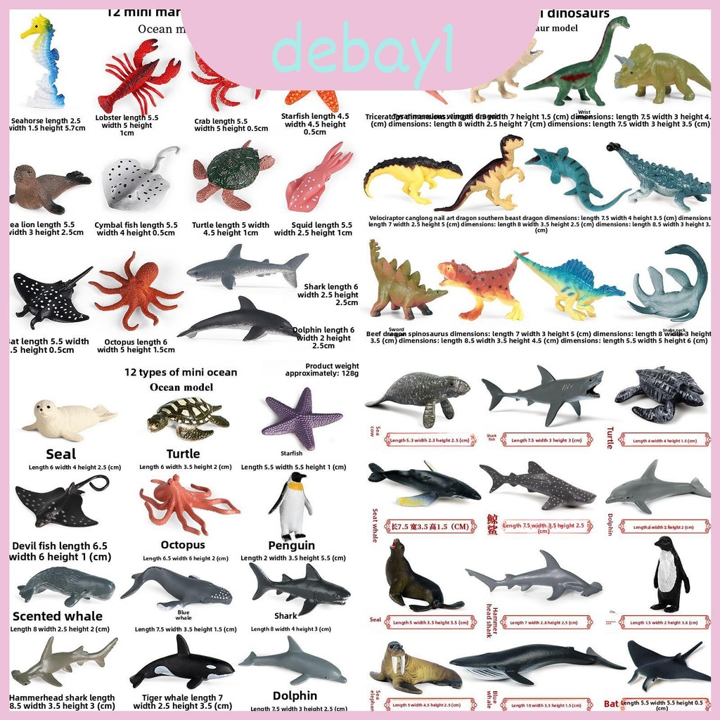 Ocean Toy Creatures Models Pack With Static Marine Sea Turtle Dolphin ...
