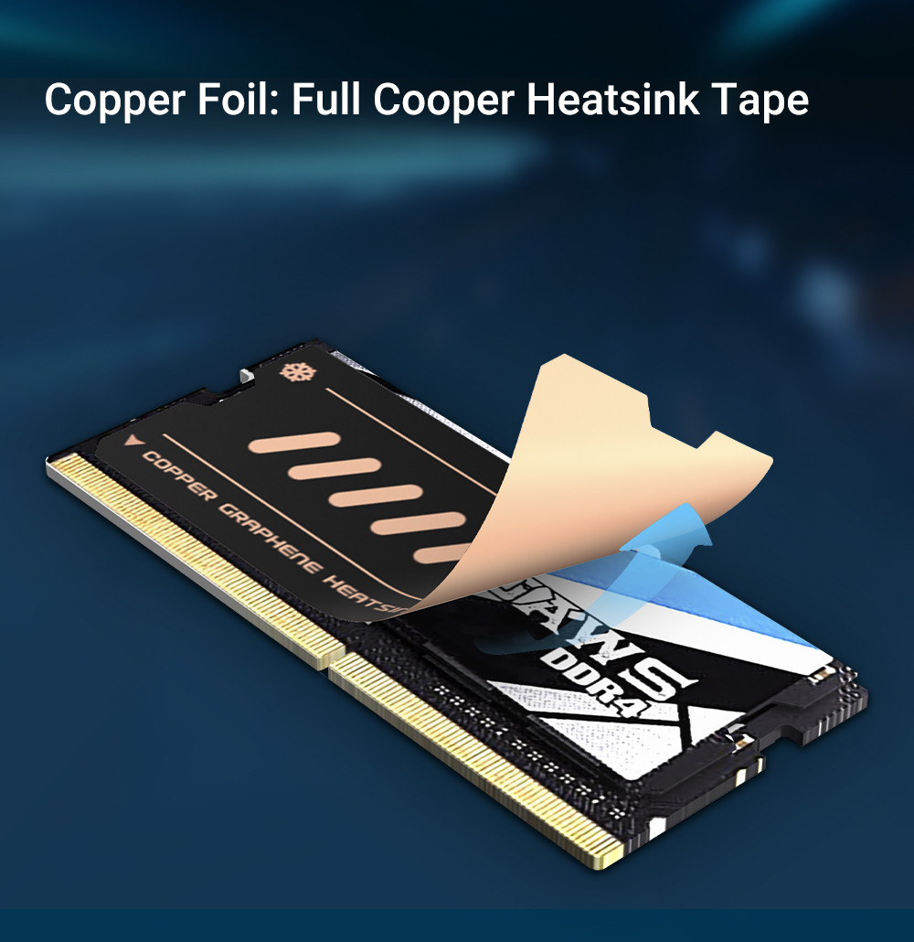 JEYI Graphene Laptop RAM Heatsink, Dual-Layer Graphene and Copper Foil Design Cooler Memory ...