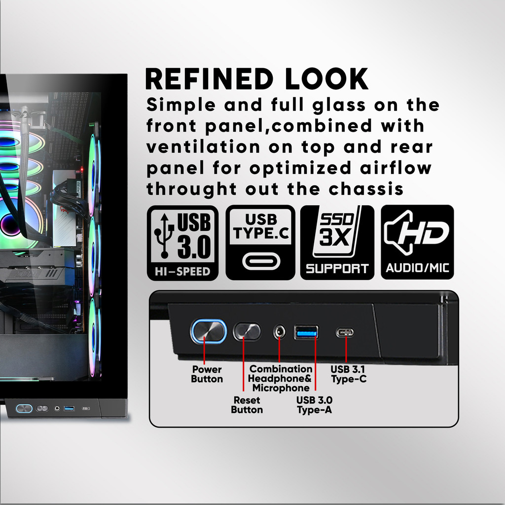Armaggeddon Aquaron Xtreme EATX Transparent view Gaming Casing Chassic ...