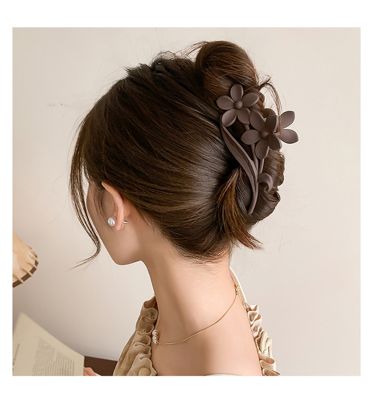 Twin Flower Clip Women's Retro Frosted Back Hair Clip High-Level ...