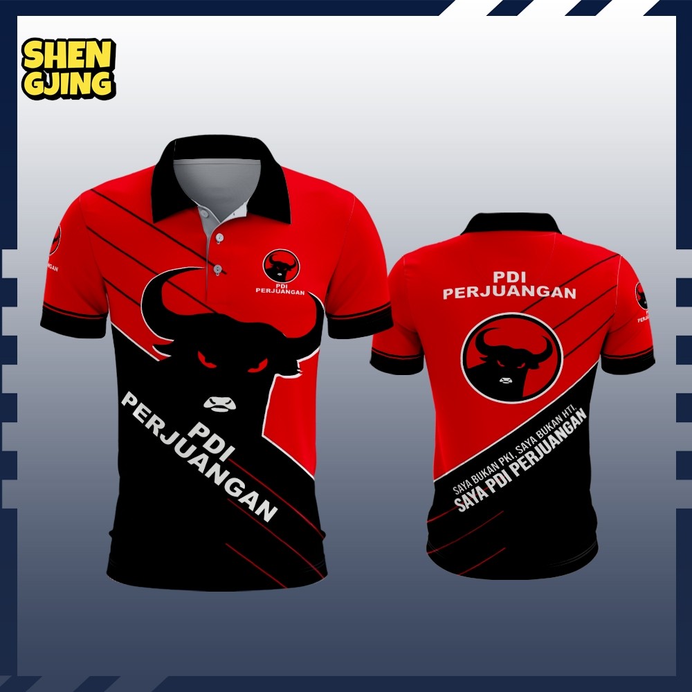 Baju Kaos Polo Pria PDIP Partai PDI Perjuangan Kaos Partai Pemilu ...