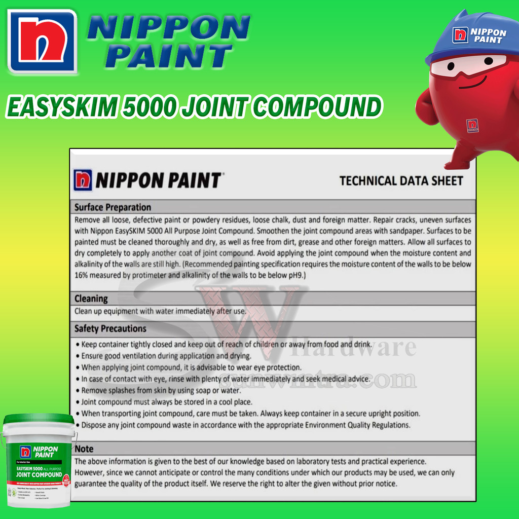 Nippon Paint All Purpose Joint Compound 5kg / Easyskim 5000 Tampal ...