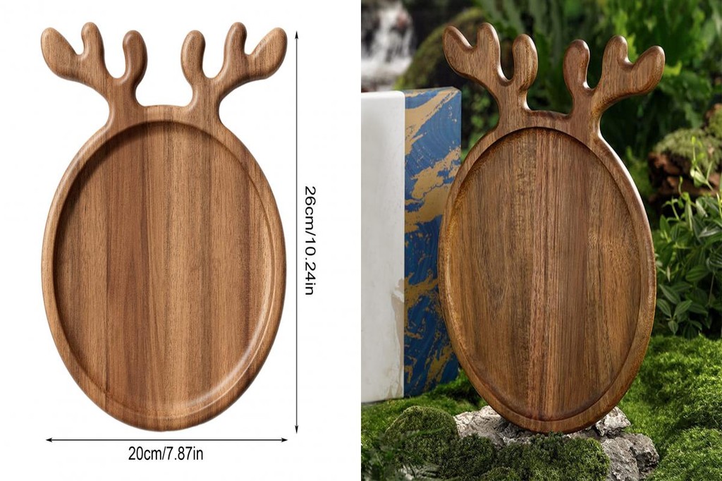 ongong Elegant Wooden Plate Christmas Dinner Table Centerpiece ...