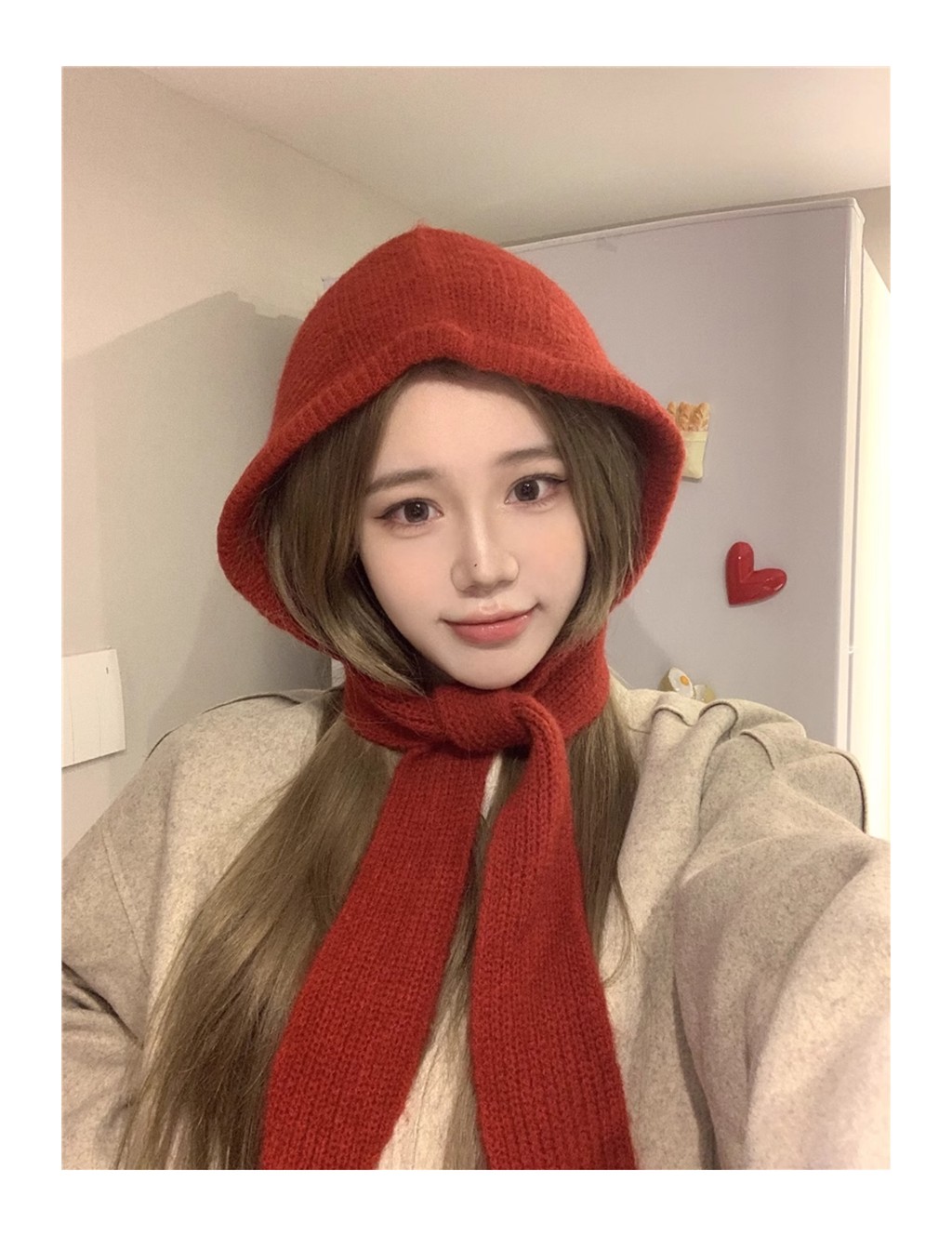 2024 New Style Small Bib Integrated Hat Female Influencer Knitted Hat ...