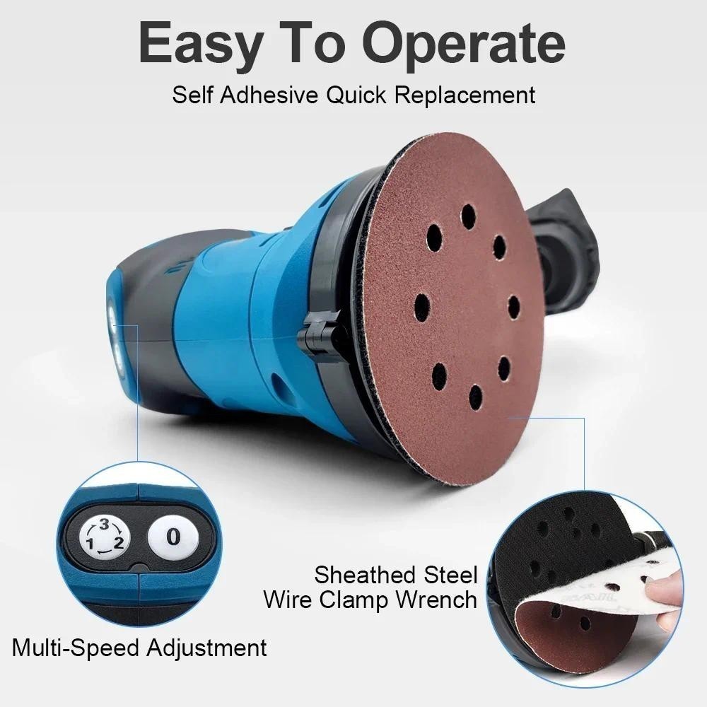 7000/9500/11000rpm 3-Speed Electric Sander Random Orbital Motor Wood ...