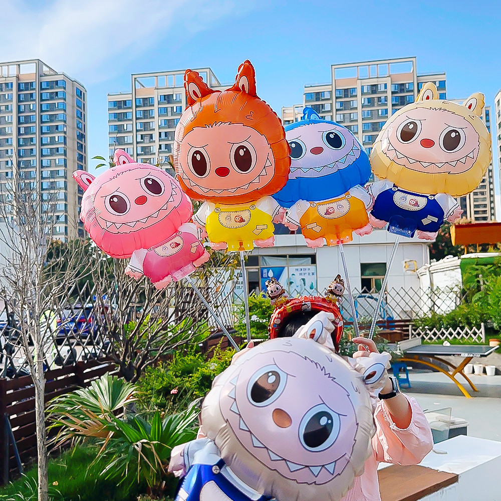 Cute LABUBU Foil Handheld Balloon Stick - Aluminum Film Inflatable ...