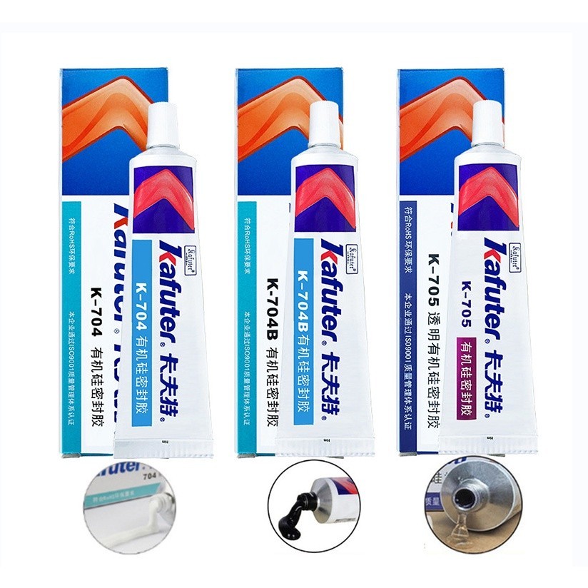 Kafuter 45g Silicone Industrial Adhesive K-704 705 704B RTV Silicone Rubber White balck ...