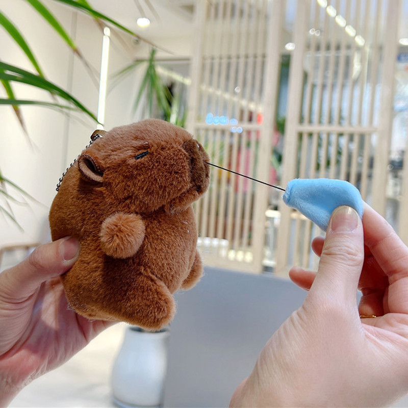 Plush Capybara Pendant Funny Snot Capibala Doll Keychain Fluffy Toy ...