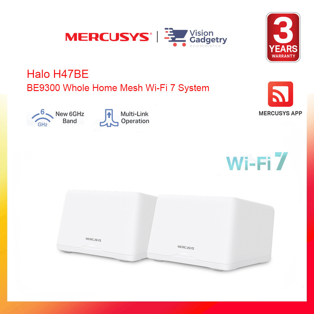Mercusys Halo H47BE BE9300 Whole Home Mesh Wi-Fi 7 System 2 Pack ...