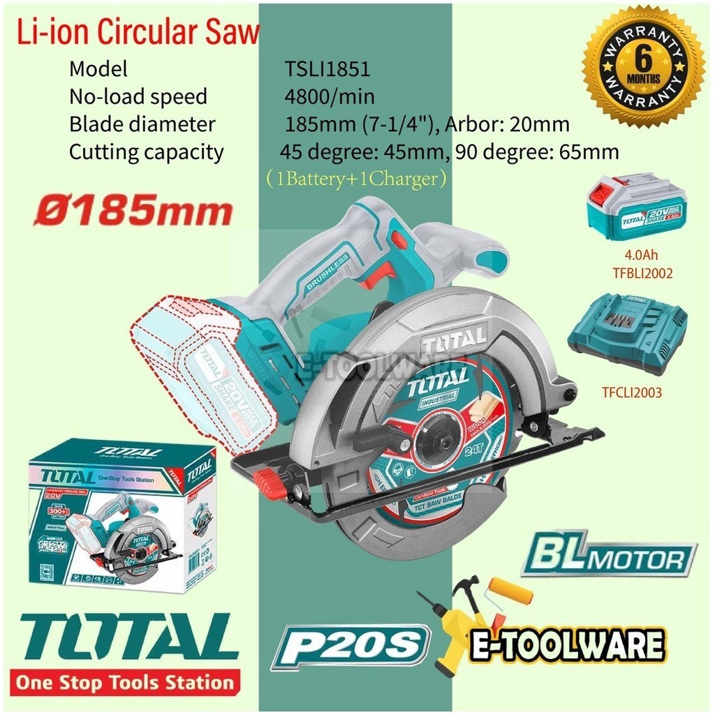 Total TSLI1851 Li-ion Circular Saw 185mm | Shopee Malaysia