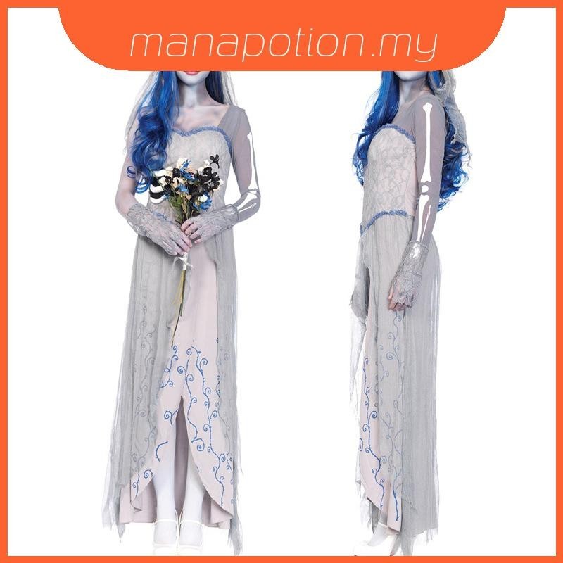 Halloween Ladies Horror Zombie Corpse Bride Dead Scary Costume Dress ...