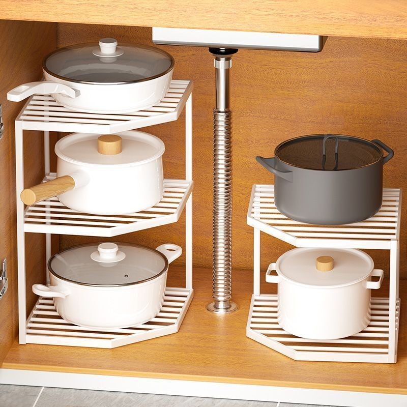 Ready Stock】Kitchen Triangle Storage Pot Storage Rack Household Sink ...