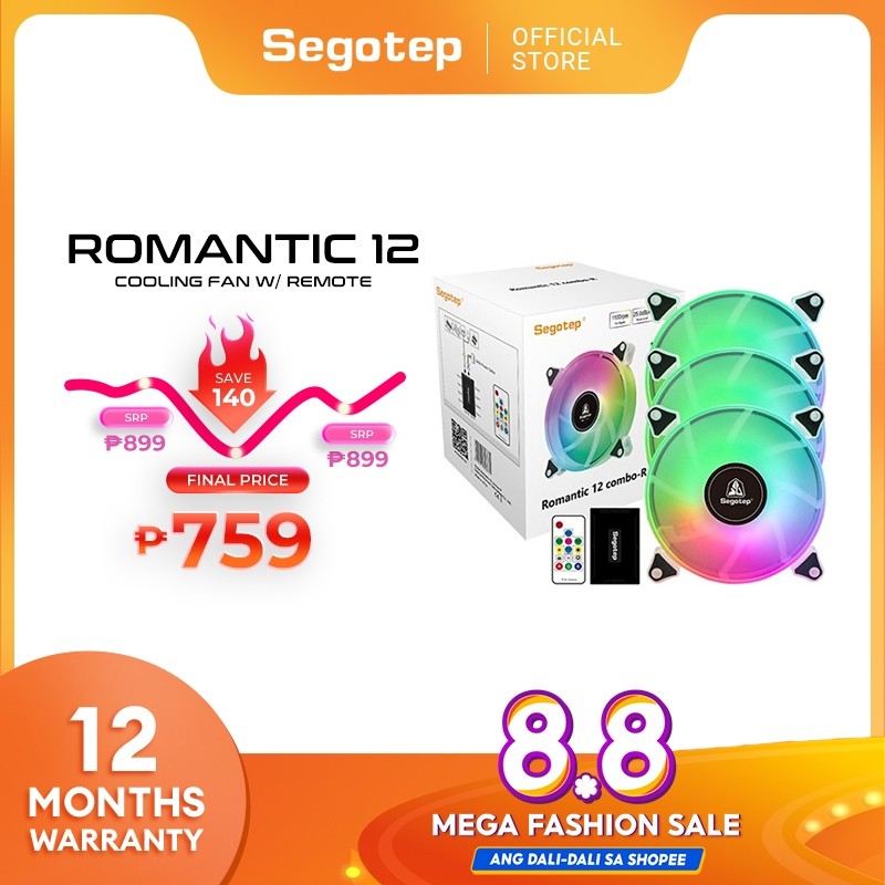 Segotep Romantic 12 Combo-R ARGB Lighting Effect Cooling Fans (3 Fans ...