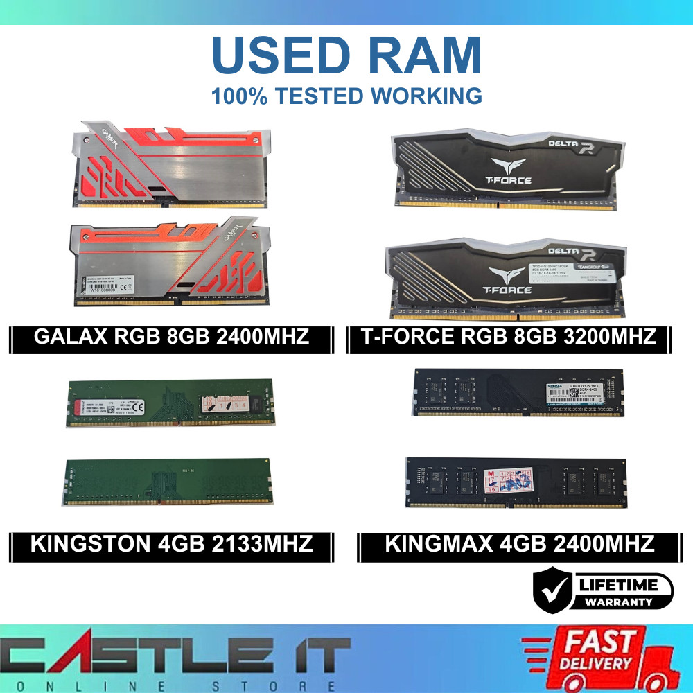Kingston / Corsair / TeamGroup T-FORCE DELTA RGB DDR4 16GB 8GB 2133MHZ 2400MHZ 3200MHZ Ram USED ...