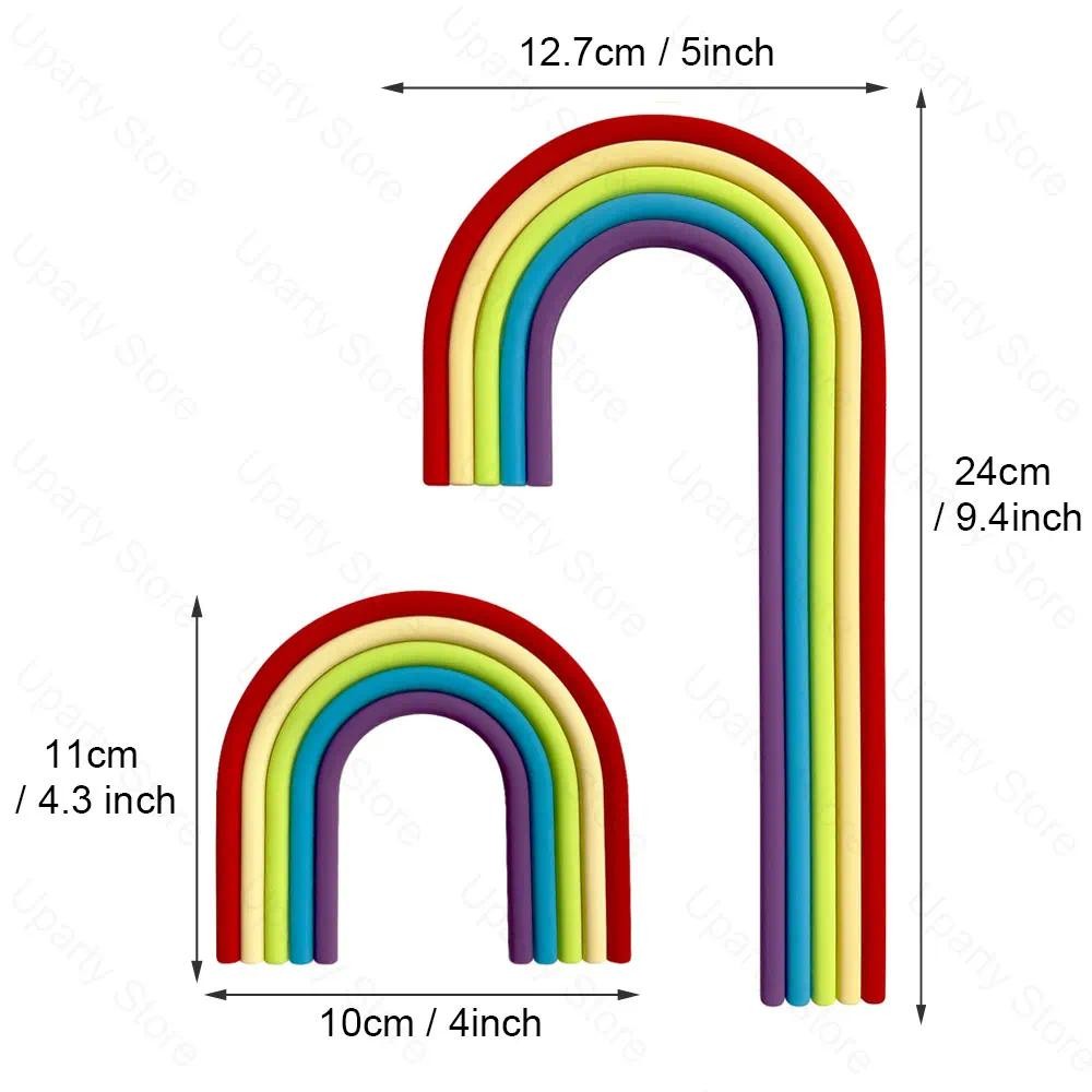 2 Packs Rainbow Cake Toppers Soft Rubber Pastel Purple Blue Boho Skin ...
