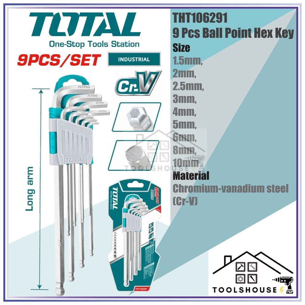 Total THT106291 9 Pcs Ball Point Hex Key 球头六角扳手 | Shopee Malaysia