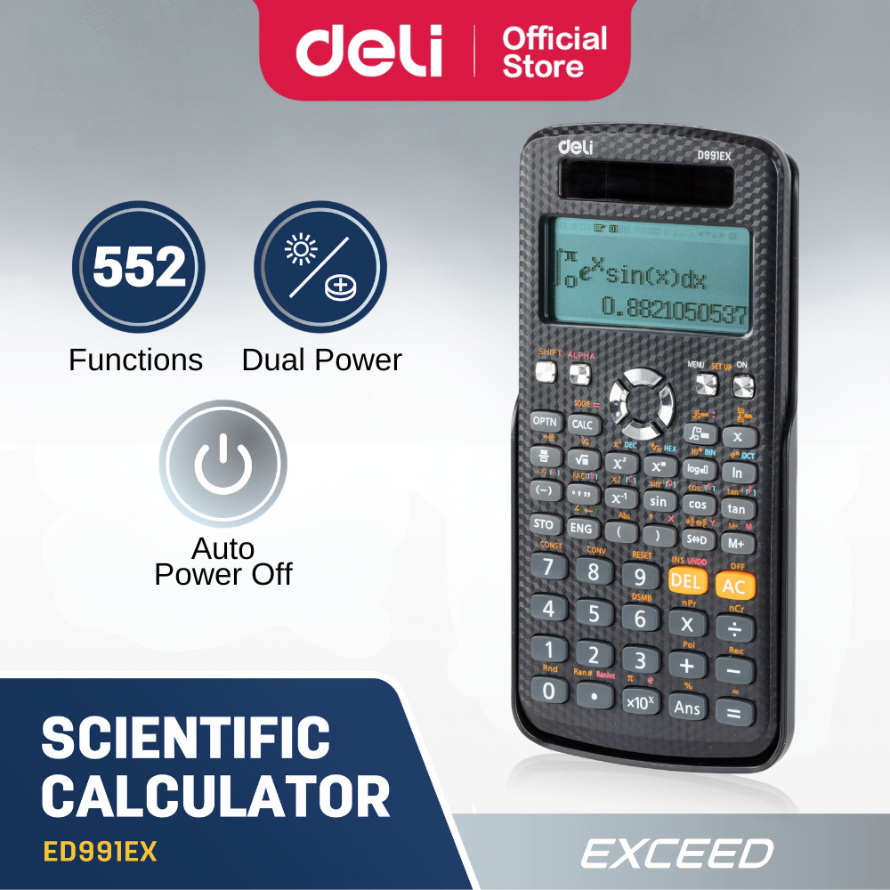 Deli Scientific Calculator 991EX 552 Functions 10+2 Display Dot Matrix ...