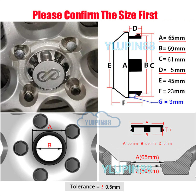 4pcs New JDM Enkei RPF1 Wheel Center Rim Hub Caps Cover 65mm OD 60mm ID ...