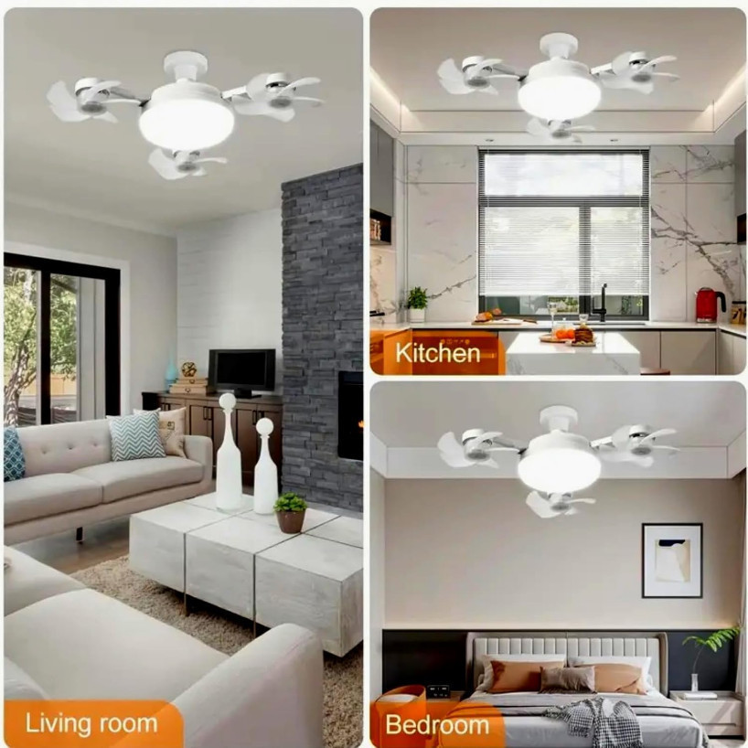 80W E27 Drone Fan Light with Remote Control, 5 Heads Invisible Screw-in ...