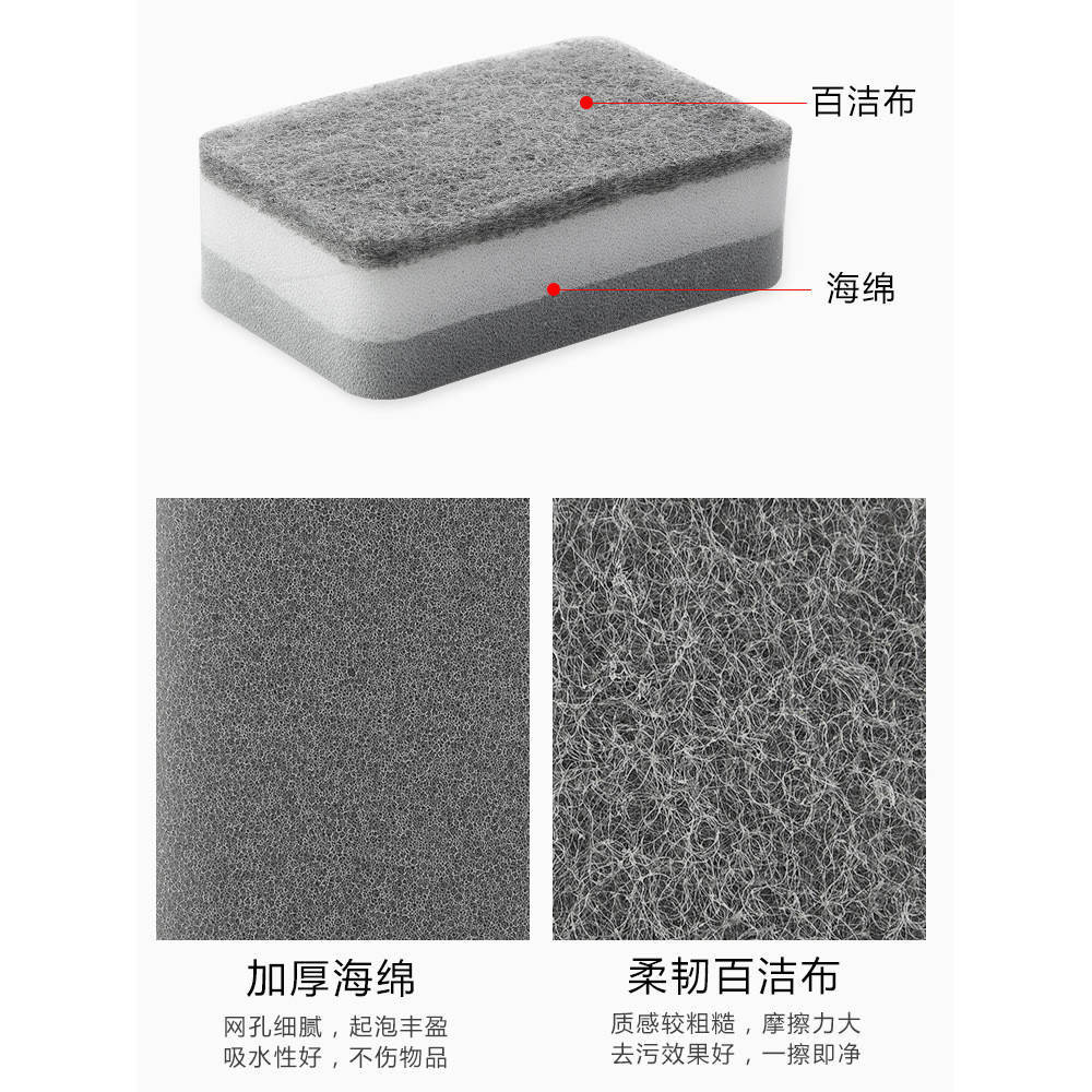 AO Home Span Cleaning Sponge Powerful Remove Dirt Oil Grease Double ...