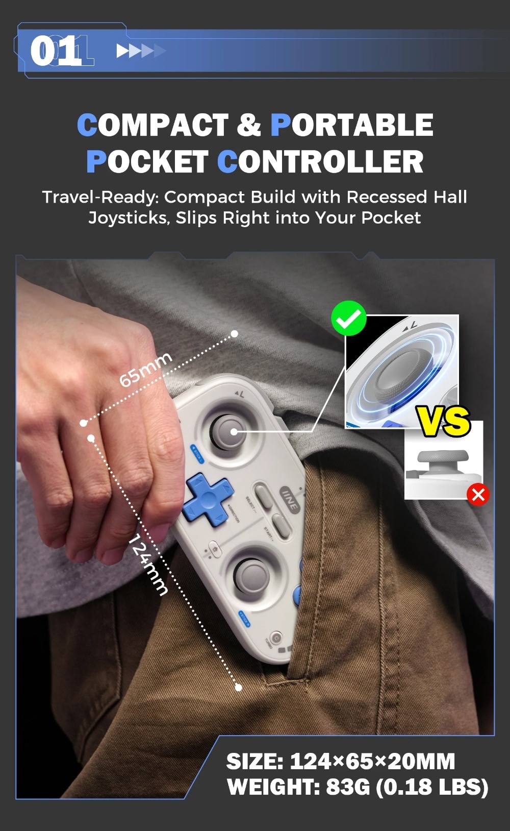 IINE Retro Pocket Game Controller for Nintendo Switch & Switch 2 / Oled ...