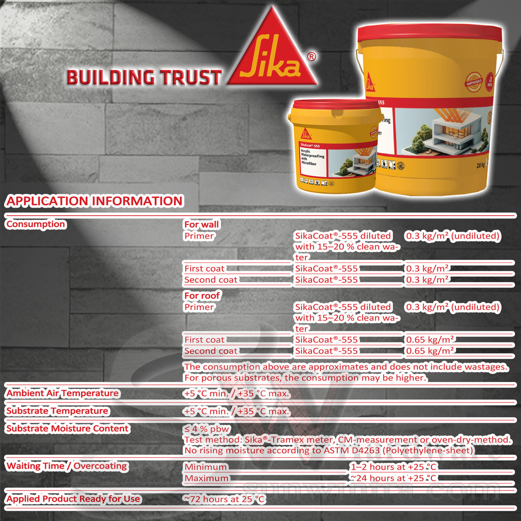 Sika SikaCoat®-555 5KG / 20KG Micro-fiber reinforced acrylic ...