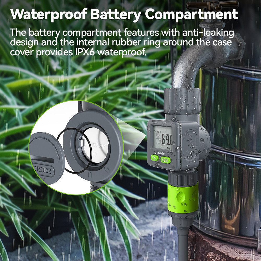 RainPoint 3/4" Garden Hose Water Flow Meter, Measures Flow Rate In ...