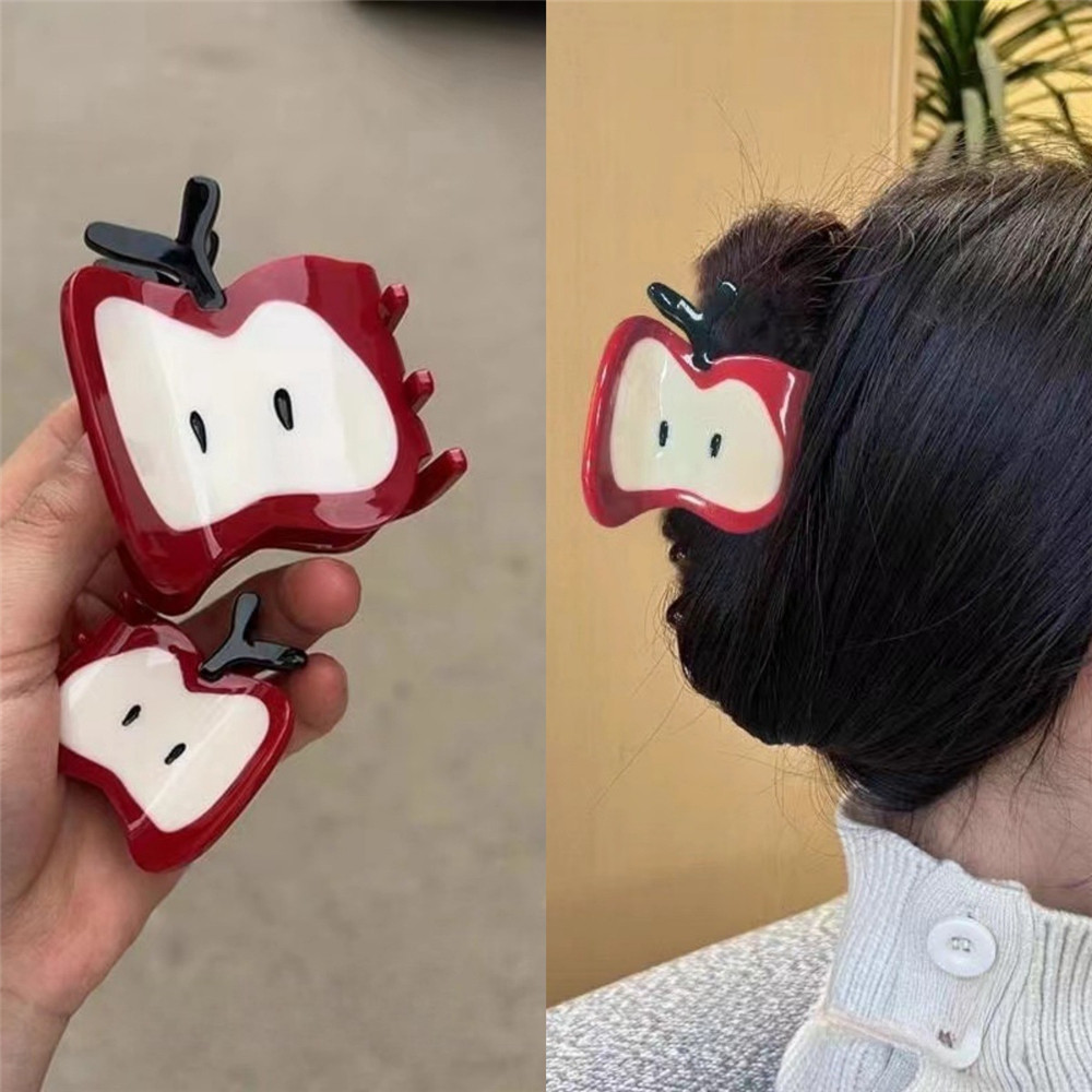 New Apple Hair Clip Small Grabber Acetic Acid Splicing Shape Fruit Back ...