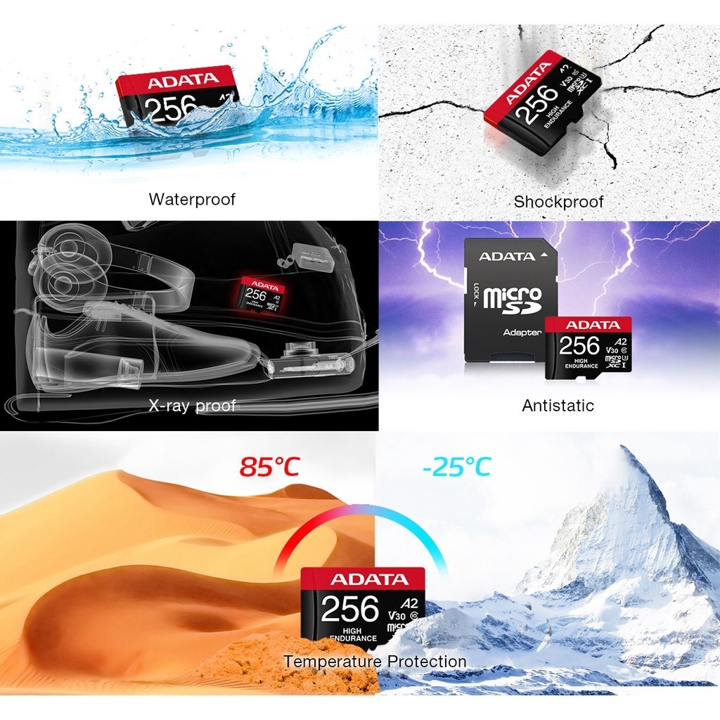 Adata High Endurance Micro SD SDXC/SDHC UHS-I Card A2 4K (64GB/128GB/256GB/512GB) | Shopee Malaysia