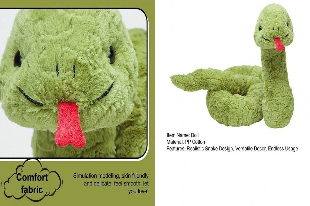 Fluffy Snake Doll Giant Snake Plushie Large Green Snake Plush Toy ...