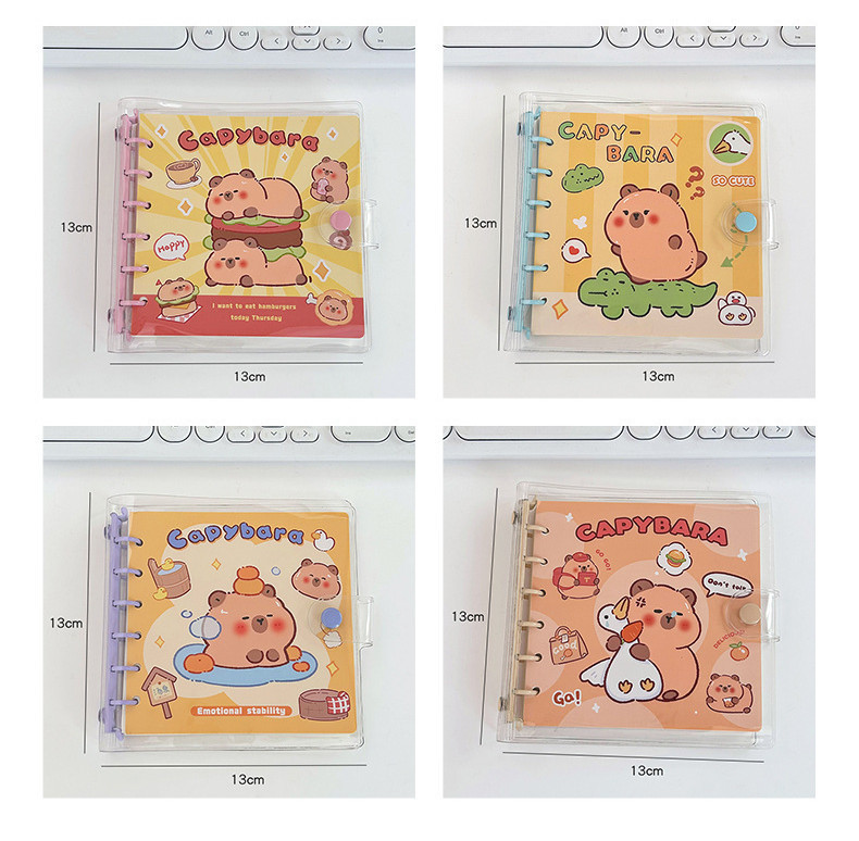 Capibara Hand Book, Cute Square Looseleaf Book, Checkered Notepad ...