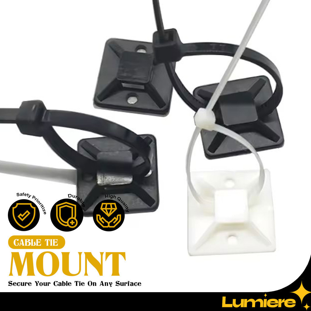 Tie Mount 100 Pcs Self Adhesive Stick On Mount For Cable Ties Routing ...
