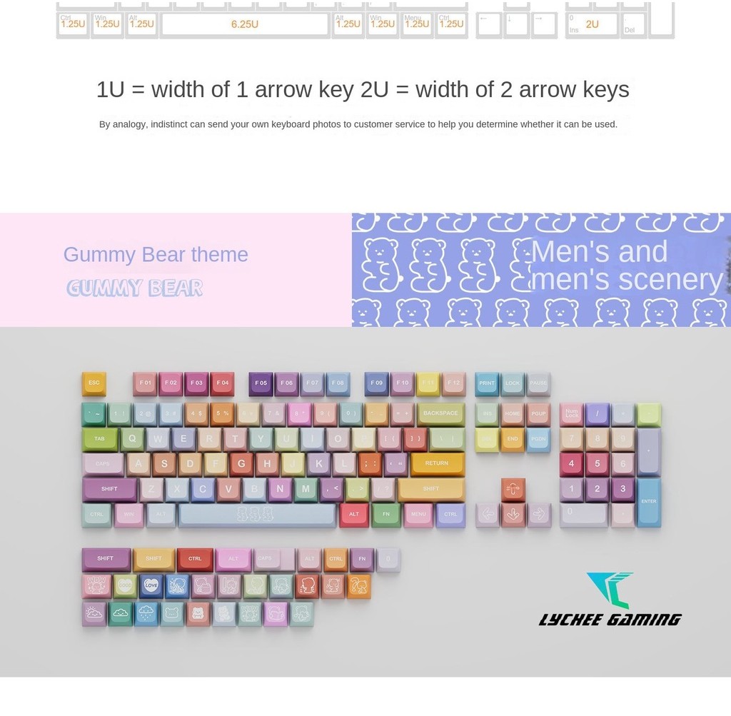 5side dye sublimation PBT material XDA height SA ball keycap gummy bear ...