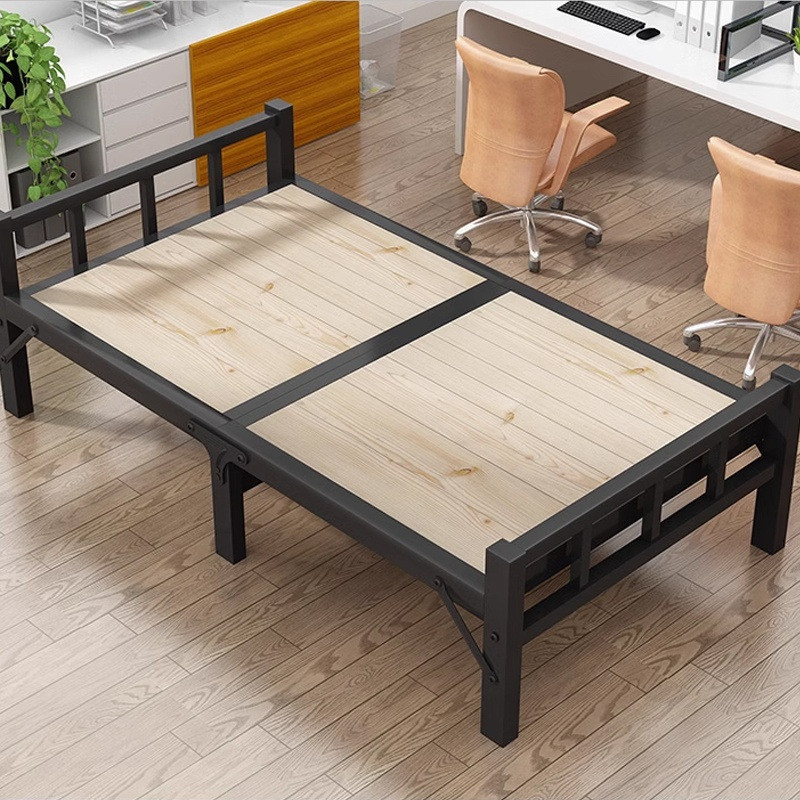 Folding Bed Solid Wood Board Office Nap Simple Folding Bed Iron Frame ...