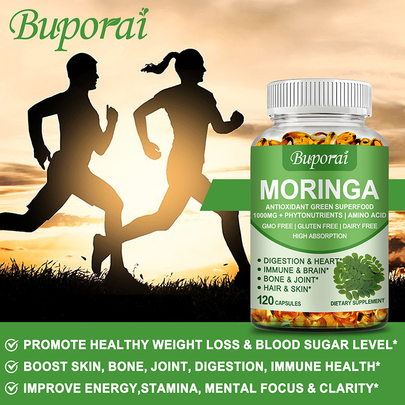 Moringa 1000mg, antioxidant green superfood, supports heart, brain ...