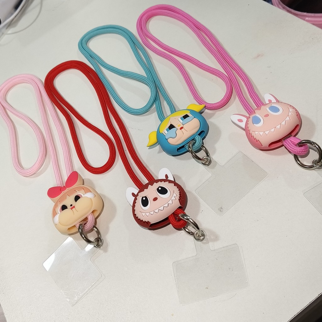 cartoon Powerpuff Girls cry baby Macarons labubu Mobile phone neck ...