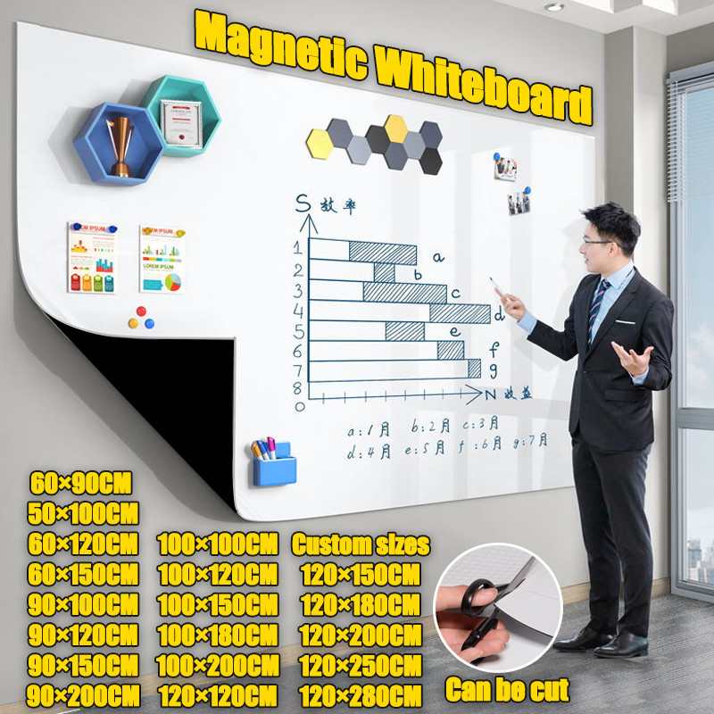 🔥Free Shipping🔥White Board Wall Magnetic Whiteboard Sticker Soft Self ...