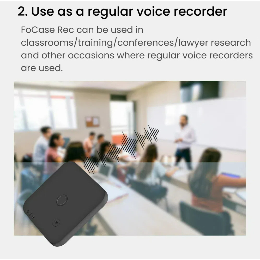 FoCase Rec AI Voice Recorder with Speech-to-Text & Summarization, Audio ...