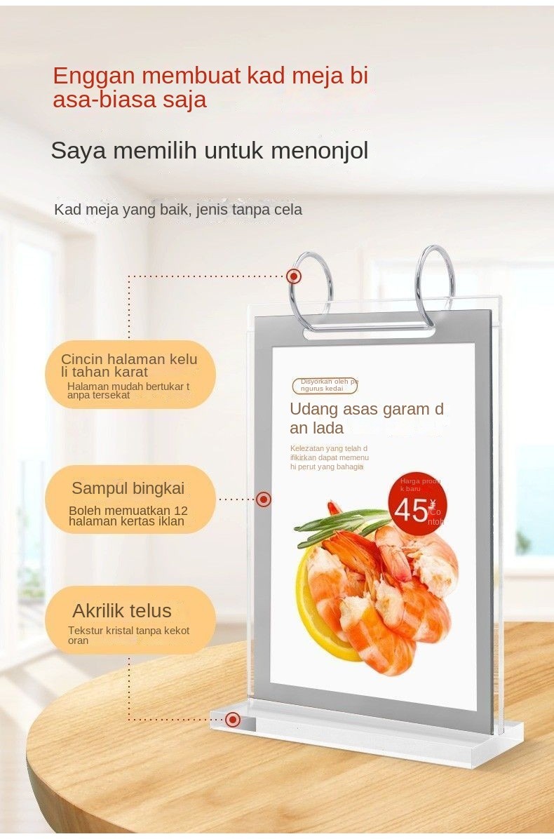 Kad meja membalik halaman 6 halaman rak paparan komputer meja Lipai a5 kad paparan jenama dua ...