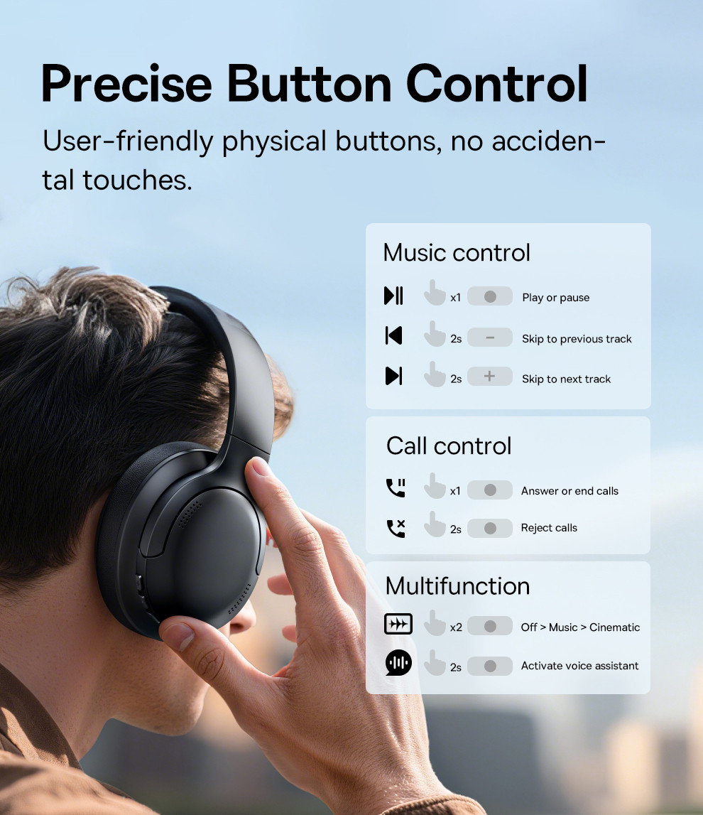 【New Arrivals】Baseus Bass BH1 Lite Wireless Headphones Bluetooth 6.0 ...