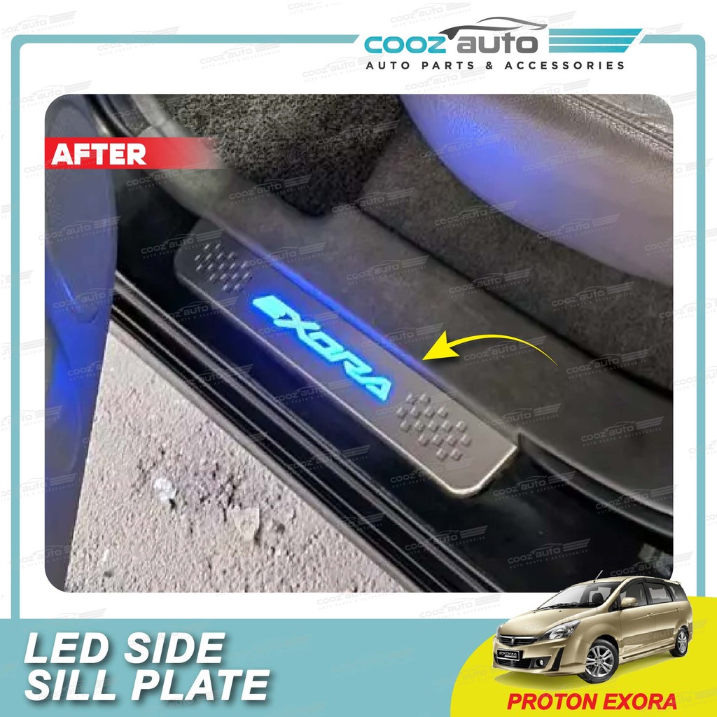 Proton Exora LED Door Side Sill Step Plates Blue Plat Tepi Pintu Kereta ...