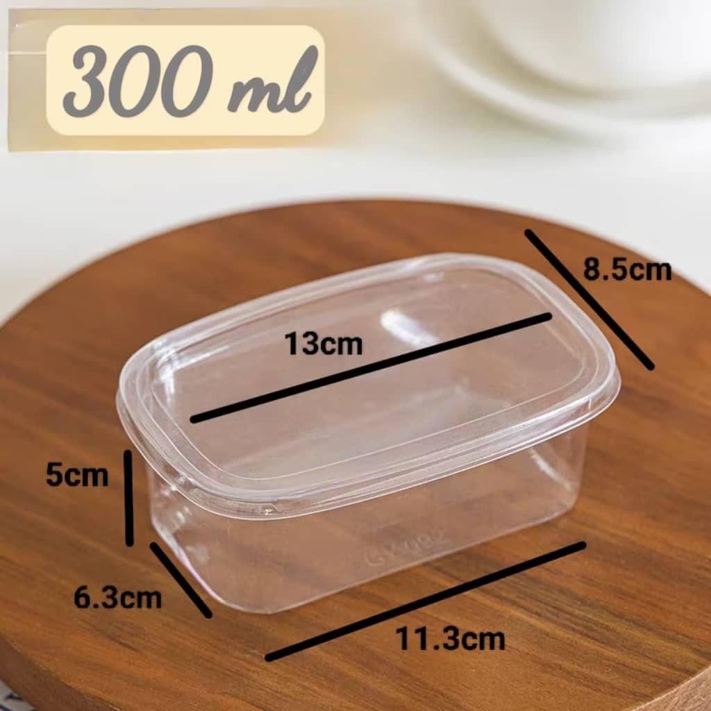 (50PCS) 300ml Transparent Plastic Cup Cake Square Food Container with ...