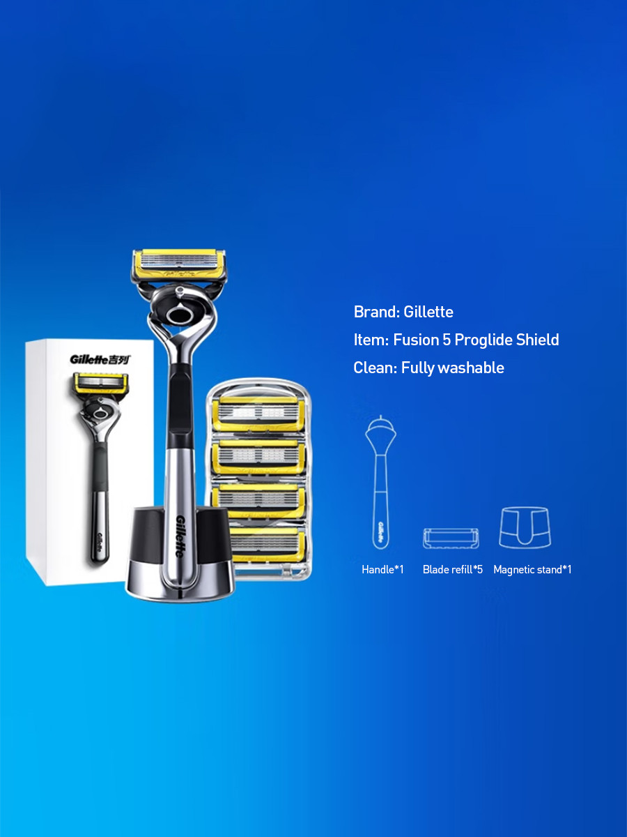 Gillette Fusion5 ProGlide Shield Razor (1 Handle+5 Refills+Magnetic ...
