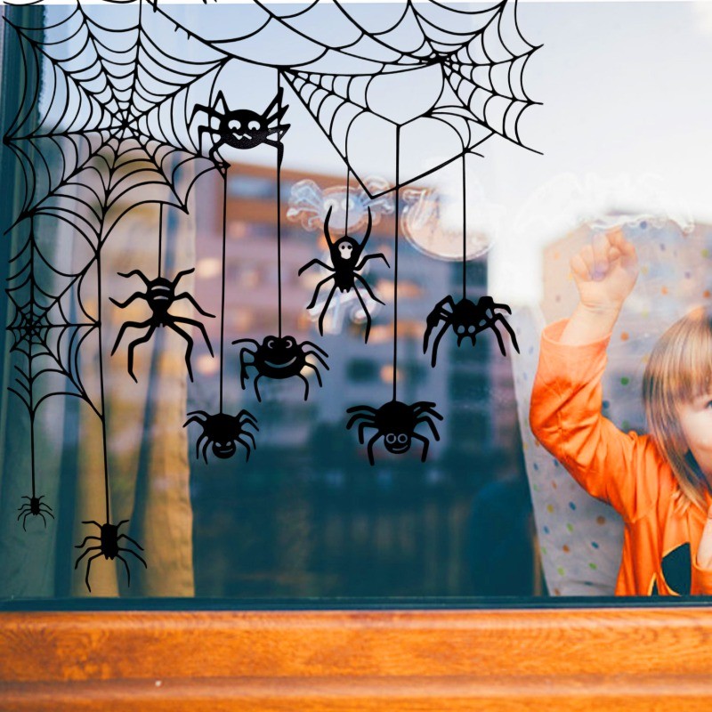 4Pcs Halloween Spider Web Wall Stickers - Black Cobweb Decal - DIY Door ...