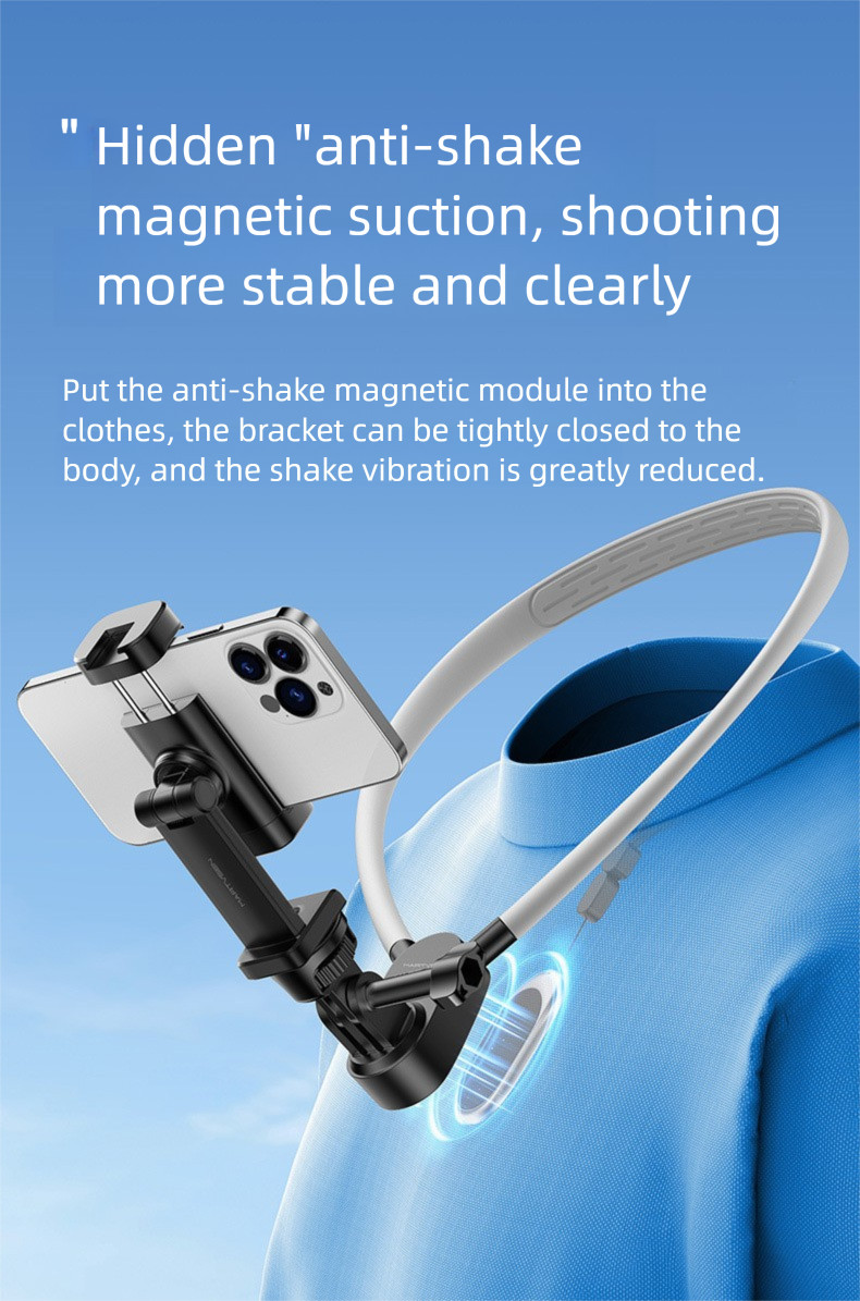 MARTVSEN Magnetic Anti-Shake Neck Mount Phone Holder,Fill Light ...